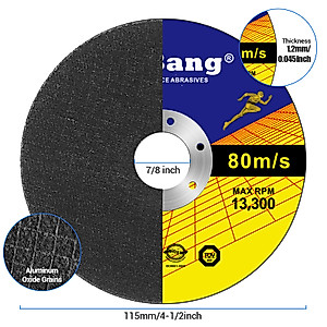 YONBANG Cut Off Wheels 4 1/2 inch 52 Pack Metal and Stainless Steel Cutting Wheels 4.5"x0.045"x7/8" for Angle Grinders Ultra Thin Agressive Metal Cutting