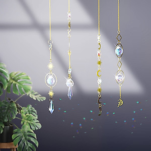 Sun Catchers Hanging Crystals 7 Pieces Suncatcher with Chain Pendant Ornament Crystal Balls for Window Home Garden Decor