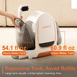 UWANT Portable Carpet & Upholstery Cleaner Machine, 12Kpa Strong Suction Small Handheld Cleaner, Lightweight Shampooer for Car, Auto Detailer, Pet Stains, Furniture, Couch, B100