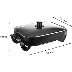 16 inch Nonstick Electric Skillet - Large Capacity Serves 4 to 6 People