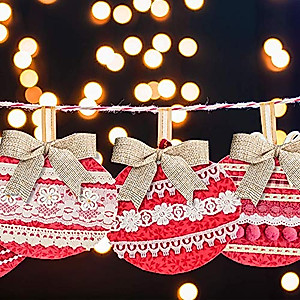 24 Pieces Burlap Bows Decorative Christmas Bows Knot Ornament Bows Small Linen Handmade Wreath Bow for Christmas Tree Decoration Festival Holiday Party Package Supplies, 3 Inch