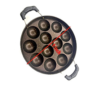 G and D Aluminum 12 Cavity Non-Stick Appam Patra 2 Side Handle with Stainless Steel Lid Paniyaram Appam Pan Maker Gas stove Compatible
