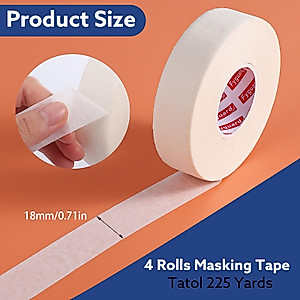 Fyguard 4 Rolls White Masking Tape 0.7In Wide White Painters Tape Beige Masking Tape Bluk Artist Tape, Masking Tape for Painting Labeling Packing Art Crafts, Home Use（660Ft Long Total）