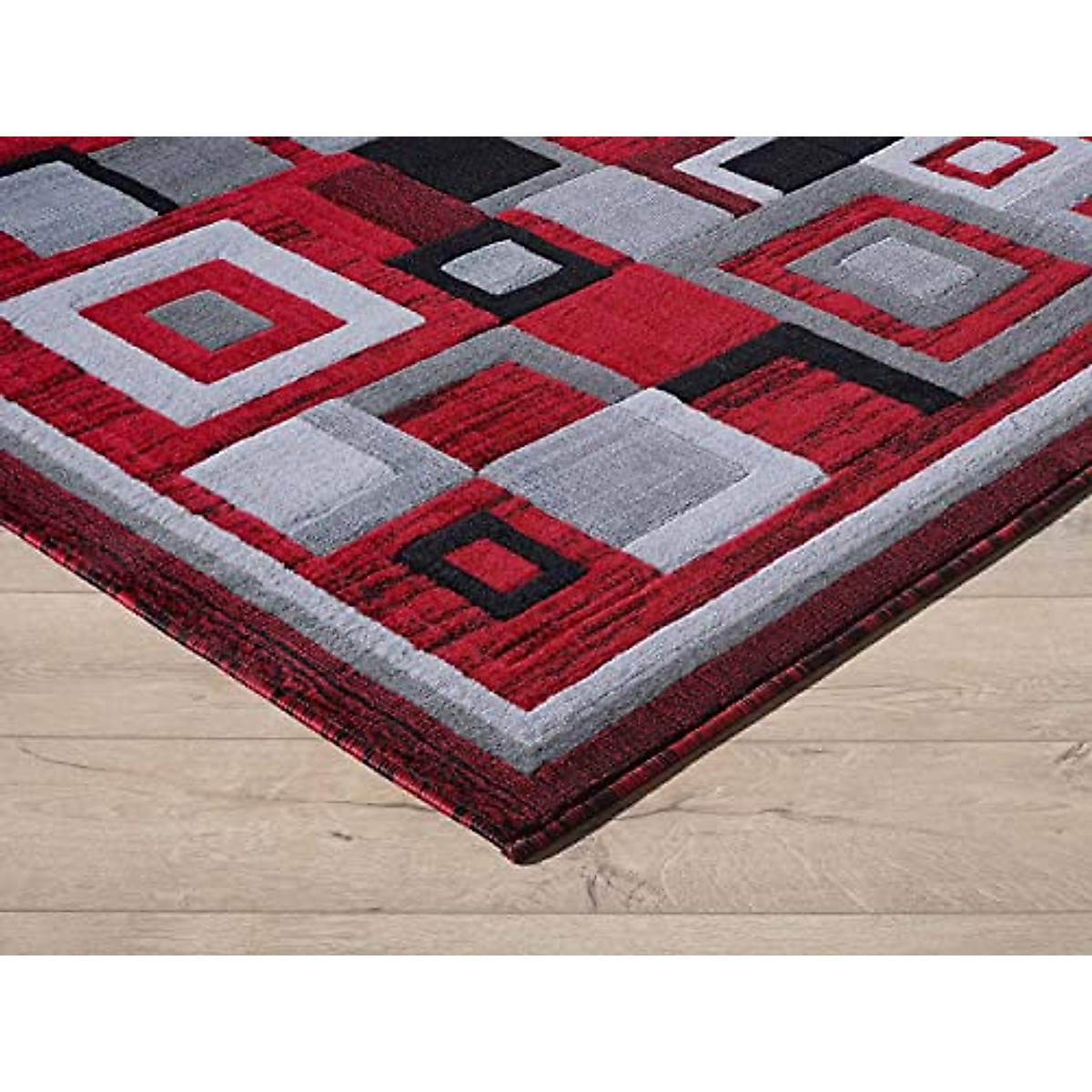 GAI LO Majestic Indoor Rug for Room Anti Slip Rug - 6X9' Feet Area Rug for Office - Soft and Plush Rug for Living Room Polyester Material - Jute Backing Keep Rug in Place - Light Grey-RED