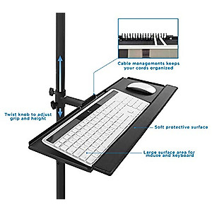 Mount-It! Rolling Computer Cart, Mobile Workstation with Tray Monitor Mount and CPU Holder, Height Adjustable and Mobile Stand for Office and Industrial Use