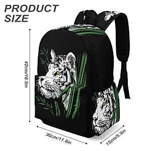 Tiger Bamboo Backpack Lightweight Laptop Backpack Business Bag Casual Shoulder Bags Daypack for Women Men