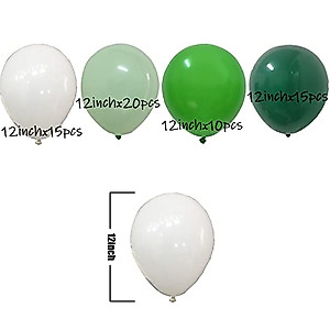 Light Dark Green and White Balloons -Pastel Emerald Green White Balloons 12inch for Birthday Baby Shower Wedding Graduation Anniversary Party Decorations