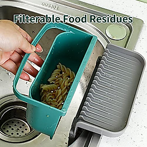 TIDYSOON Detachable Sinkside Organizer Tidy Storage,Drainage Container With Suction Cups For Kitchen Sink Caddy Sponge Holder, Dish Brush Holder,Cloths, Green