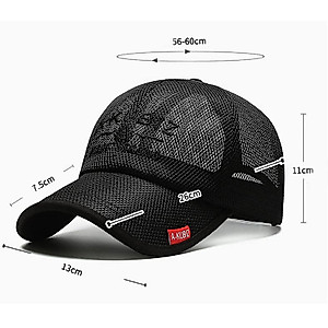 GEGEEN DOMOG Summer Mesh Baseball Cap for Men Women Trucker Mesh Hat Baseball Hats Outdoor Sports Running hat (202246*Black)