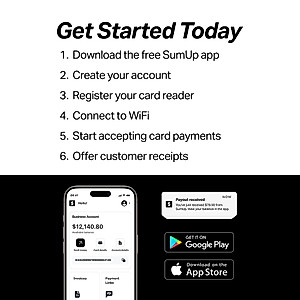 SumUp Solo + Printer Bundle - Credit Card Payment Card Reader. Full Touch-Screen Interface with Free SIM Card and Mobile Data (SumUp Solo + Printer)