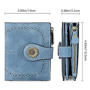 SENDEFN Small Wallets for Woman RFID Blocking Leather Bifold Credit Card Holder Purse with ID Window