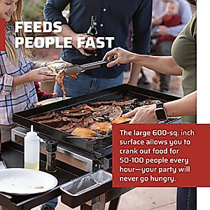 Camp Chef Portable Flat Top Grill, True Seasoned Griddle Surface, Four 12,000 BTU/hr. stainless steel burners