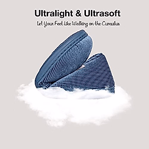 HomeTop Women's Cozy Corduroy Memory Foam Loafer Slippers with Coral Velvet Lining (8 M, Steelblue)