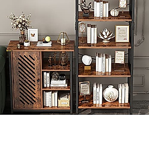 YQ JENMW 5-Tier Bookshelf, Industrial Bookcase and Storage Rack, Wood Look Accent Furniture with Metal Frame Ladder Shelf 13 x 24.8 x 68.9 Inches, for Living Room, Home Office, Kitchen, Bedroom