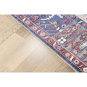 GLN Rugs Vintage Collection - Machine Washable Area Rug, Vintage Washable Rug, Non Slip Area Rug, Low Pile Living Room Rug, Bedroom Rug, Bathroom Rug - Easy Clean (2'x3' Red Rug)