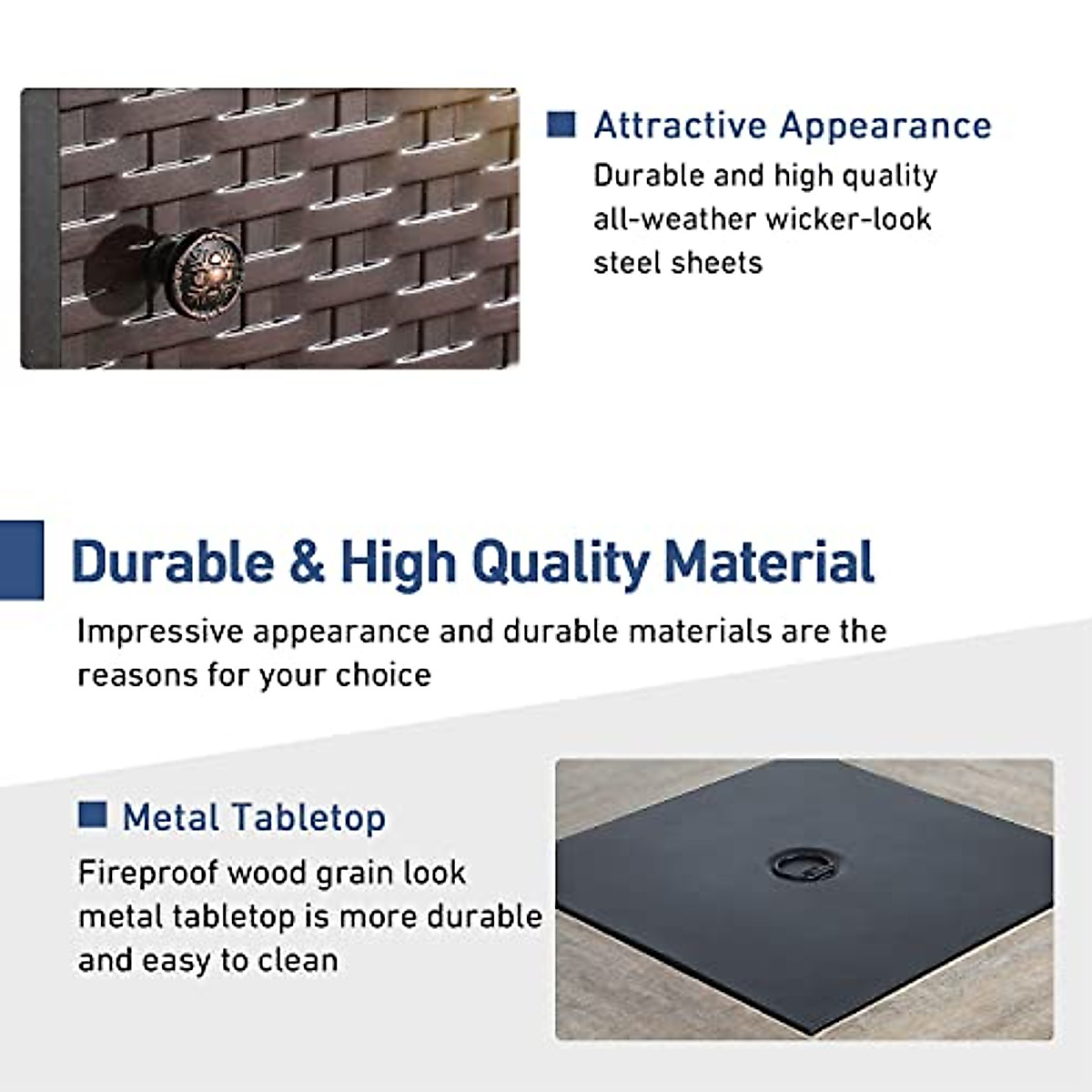 Yangming Propane Fire Pit Table, 30 Inch 50,000 BTU Square Outdoor Gas Firepit with Porcelain Tile Tabletop, Lid, Lava Rocks for Garden, Patio, Deck, Yard, Espresso Brown (QX-OL-FTABLE-EXP)