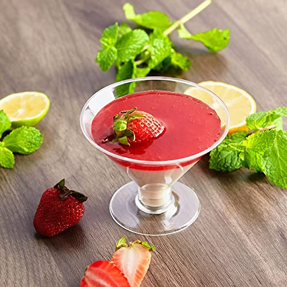 Zezzxu 40 Pack Plastic Martini Glasses - 5 oz Disposable Dessert Cups with Spoons Reusable Cocktail Glasses for Party Champagne, Parfait, Ice Cream, Pudding and Trifle