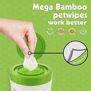 Petkin Mega PetWipes, 200 Wipes - Bamboo Pet Wipes for Dogs and Cats - for Face, Paws, Ears, Body and Eye Area - Super Convenient Dog Cleaning Wipes, Ideal for Home or Travel - Easy to Use