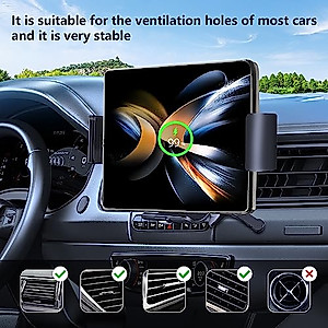 DOODBI 15W Wireless Car Charger Mount for Galaxy Z Fold 5/4/3 car Mount/Accessories,Fast Charging Phone Holder for Samsung S23 22 Ultra,iPhone 14/13/12 Series[with QC 3.0]
