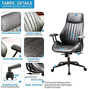 XIZZI Ergonomic Chair, Modern Computer Desk Chair,high Back Leathe Office Chair with Lumbar Support for Executive or Home Office (Gray-Black)