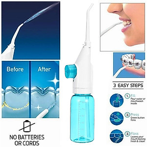 Portable Oral Irrigator Water Flosser Dental Water Toothbrush Toothpick Nasal Irrigator Implement Teeth Cleaner Oral Hygiene flossers for Home Travel with 5pcs Nozzles (Nozzle and Tongue Scraper)