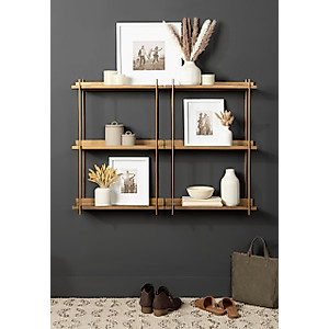 Kate and Laurel Dominic Modern Metal Bathroom Shelf, 20 x 7 x 30, Dark Gold, Sleek Glam 3-Tier Floating Shelves for Wall Decor, Display, and Over Toilet Storage