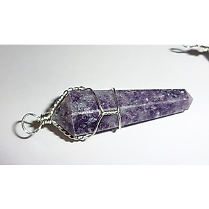 Sublime Gifts 1pc Lepidolite Natural Premium Crystal Cut Healing Gemstone Wire Wrapped with Loop Point Pendant