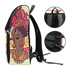 MRMIAN Beautiful African American Woman Large Capacity School Backpack Bookbag for Collage Students Women Man Travel Hiking Camping Daypack 19x14x7 Inches