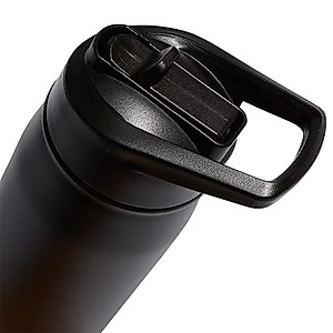 adidas 600 ML (20 oz) Straw Top Metal Water Bottle, Hot/Cold Double-Walled Insulated 18/8 Stainless Steel, Black/Onix Grey, One Size