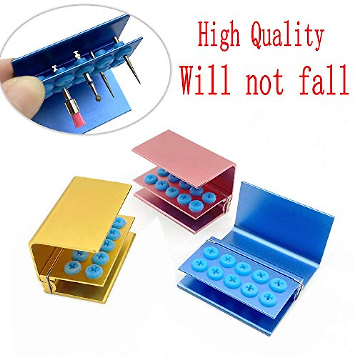 3Pcs 10 Holes Dental Burs Holder Block Case for CA/RA＆FG Dental Autoclavable Burs Holder