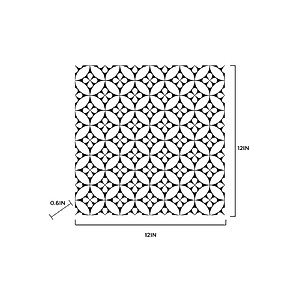 FloorPops FP3564 Fleur Peel & Stick Floor Tiles, Black