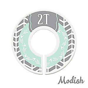 Modish Labels Kids Clothes Size Dividers, Clothes Organizer Kids, Closet Size Dividers, Closet Organizer System, School Clothes, Gender Neutral, Boy, Girl, Woodland, Arrows, Mint, Gray (Toddler/Child)