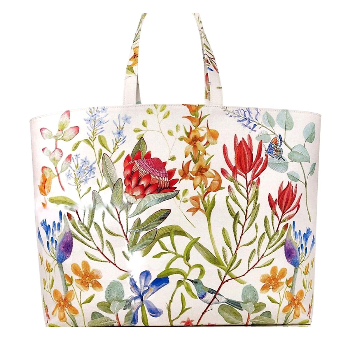 Estee Lauder Cosmetics Makeup Travel Bag (Blue, Red, Green Wildflowers Tote)