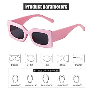 JUDOO Retro Rectangle Sunglasses for Women Fashion Oval Lenses Pink Square Frame with UV400 Protection