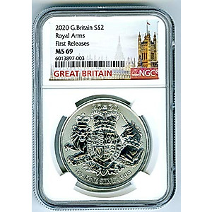 2020 No Mint Mark Great Britain Royal Arms Two Pounds NGC MS69