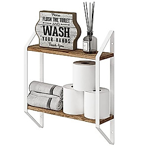 Wallniture Ponza 2-Tier Floating Shelf Wall Storage Shelves Bathroom Organizer, Kitchen Organization, Kids Room Wall Bookshelves, Living Room Decor Burnt Finish