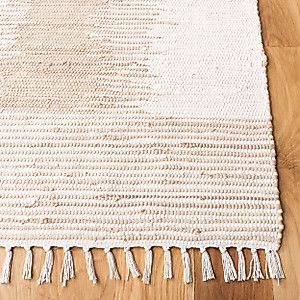 SAFAVIEH Montauk Collection Runner Rug - 2'6" x 6', Beige, Handmade Fringe Cotton, Ideal for High Traffic Areas in Living Room, Bedroom (MTK752A)