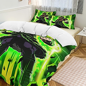 ggtg Saiyajin Broly 3-Piece Bedding Set Soft Microfiber Sheet & Pillowcase Sets Full Size Sheet Set 79"x90"