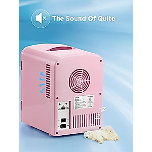 Silonn Mini Fridge, Portable Skin Care Fridge, 4 L/6 Can Cooler and Warmer Small Refrigerator with Eco Friendly for Home, Office, Car and College Dorm Room, Compact Refrigerator and Pink (SLRE01P)