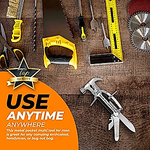 Toolbay Gadget Gift for Dad - All in one Stainless Steel Hammer Multitool with case and clip. Great Gadgets for mens stocking stuffer for home or car