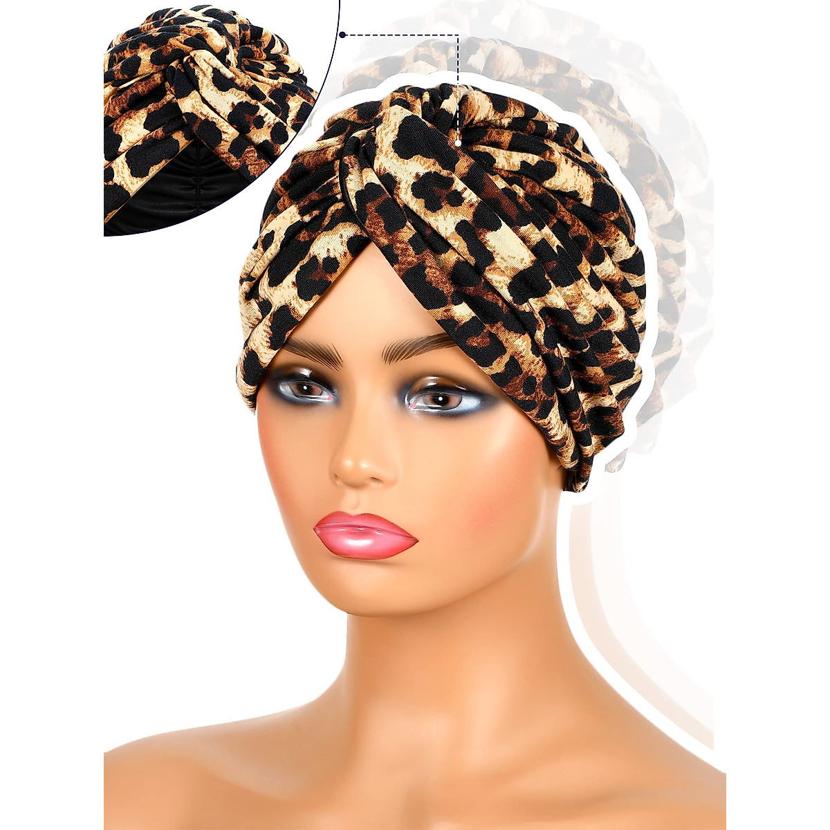 4 Pieces Turbans for Women Silk Satin Lined Turban Head Wrap Adjustable Twisted Turban Headwrap Hair Cover Wrap (Retro Color)