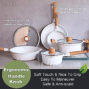 Cookware Set Nonstick 100% PFOA Free Induction Pots and Pans Set with Cooking Utensil 13 Piece – White