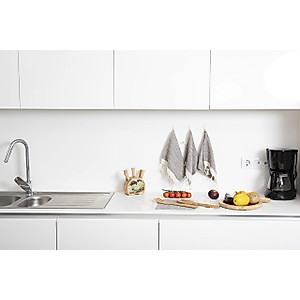 Smyrna Turkish Cotton Kitchen Dish Towels Pack of 6 | 100% Natural Cotton,12x12 Inches | Machine Washable Wash Cloths | Ultra Soft, Absorbent, Prewashed and Quick Dry Turkish Dish Towels (Beige 12x12)