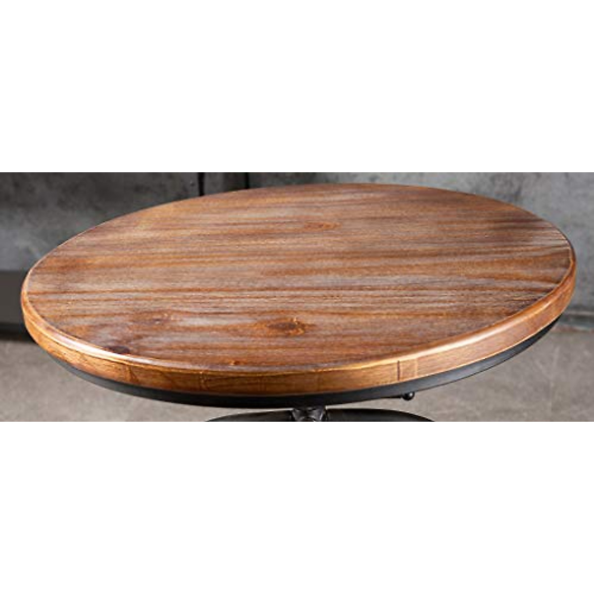 LOKKHAN Bar Table Set with 2 Backrests Stools,3-Piece Round Table Compact Chairs Counter Bar Height Tabletop for Kitchen Dining Living Party Bistro Breakfast,Space-Saving,Most Welded(Copper & Brown)
