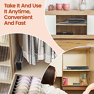 12-Pack Closet Drawer Organizer, 135 Cells Sock Underwear Organizer, Foldable Non-woven Dresser Fabric Storage Box Divider Bins for Bra, Socks, Underware, Ties, Clothes, Scarf and Swimsuit (Gray)