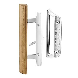 Wood Sliding Patio Door Handle Set Mortise/Hook Style Reversible Handle Sliding Glass Set, Non-keyed with Latch Locks (White)