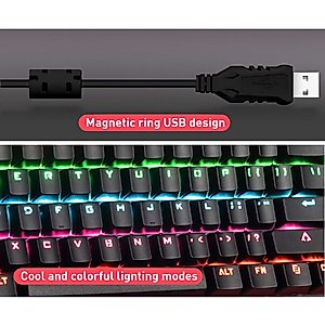 K917 RGB Mechanical Gaming Keyboard 87Key Retro Keyboard-Blue Switch-LED Backlit- Round Keycaps Anti-Ghosting Mechanical Illuminated Keyboard for PC Gaming and MAC (Retro-Black)