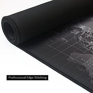 Benvo Extended Mouse Pad Large Gaming Mouse Pad- 35.4x15.7x0.12 inch Computer Keyboard Mouse Mat Non-Slip Mousepad Rubber Base and Stitched Edges for Game Players, Office, Study World Map Design
