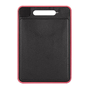 Double-Sided Cutting Board for Kitchen, Chopping Board with Metal Grinding Cube for Griding,Thick Chopping Boards for Meat,Veggies,Fruits, Easy Grip Handle(Red)