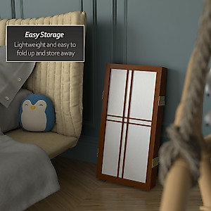 2 ft. Short Desktop Double Cross Shoji Screen - Walnut - 4 Panels